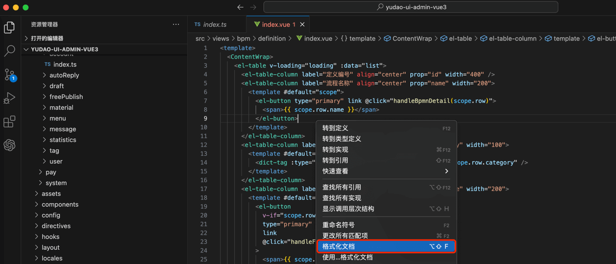 代码格式化 Ruoyi Vue Pro 开发指南